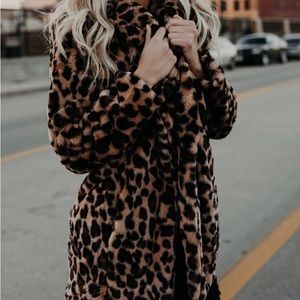 Jackets & Coats | Leopard Print Plush Warm Winter Animal Print Coat ...